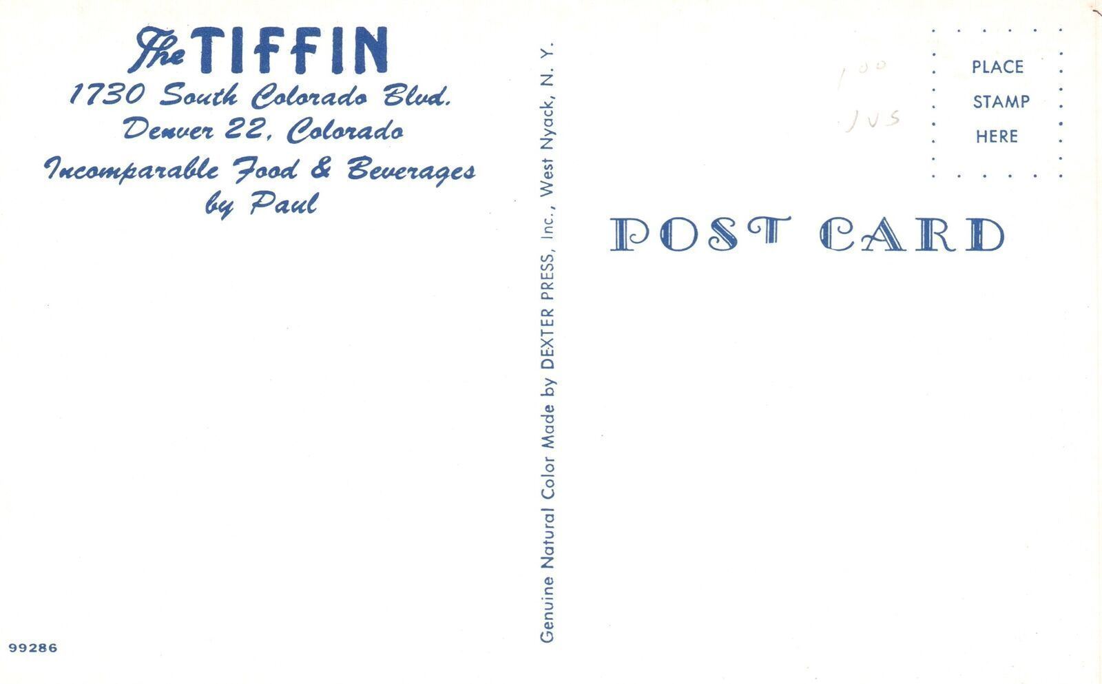 Vintage Postcard The Tiffin Restaurant Food & Beverages By Paul Denver ...