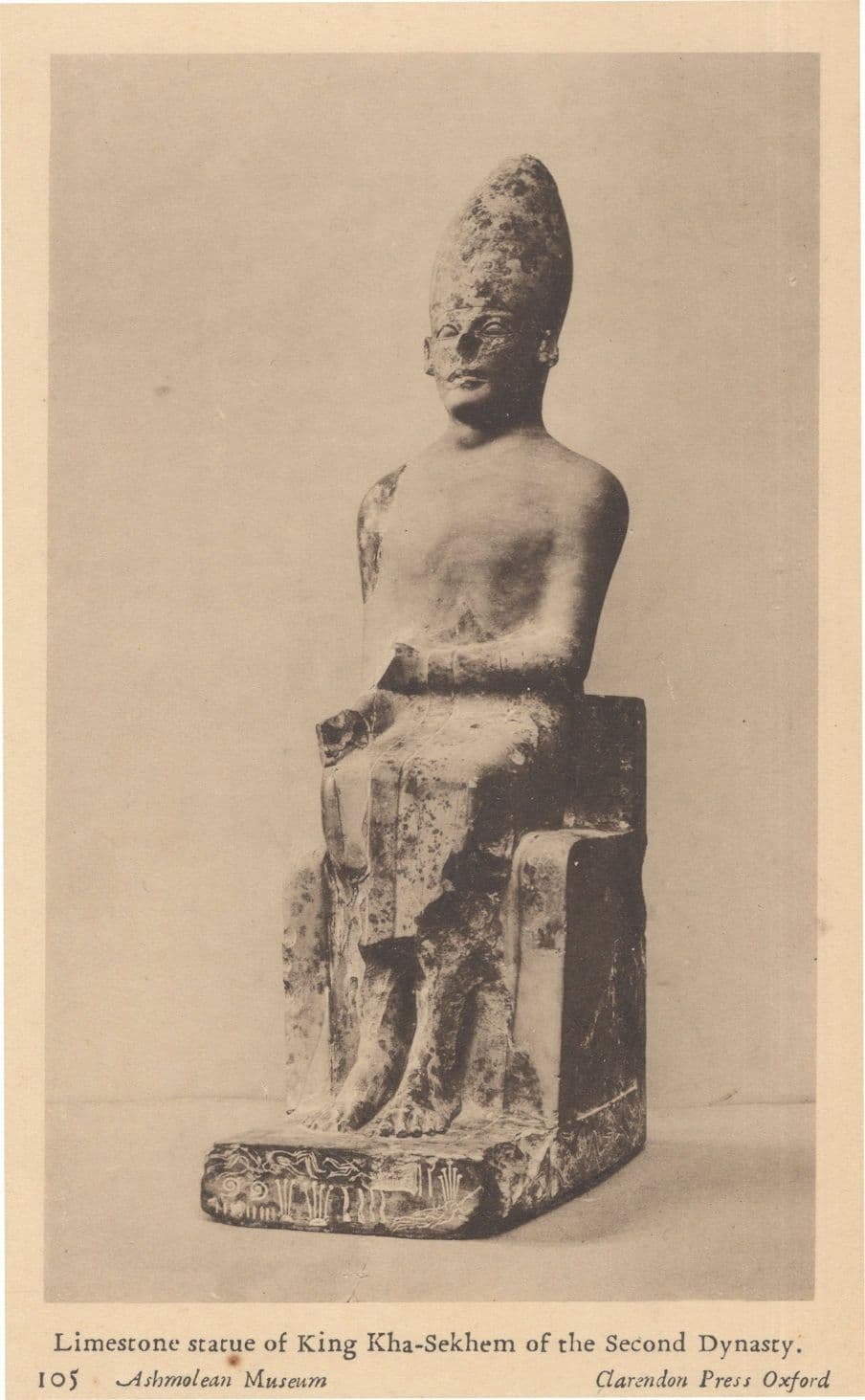 Limestone Statue Of King Kha-Sekhem Second Dynasty Old Postcard ...