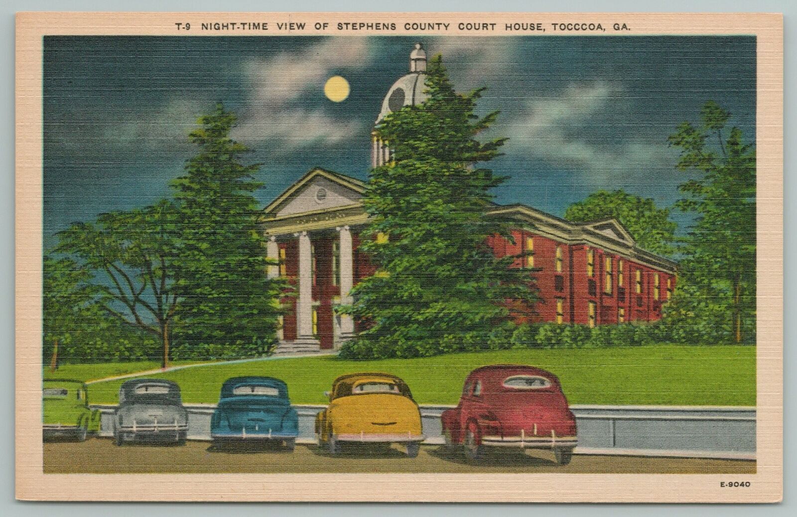 Tocccoa Georgia~Nighttime View Of Stephens County Courthouse~Vintage PC ...