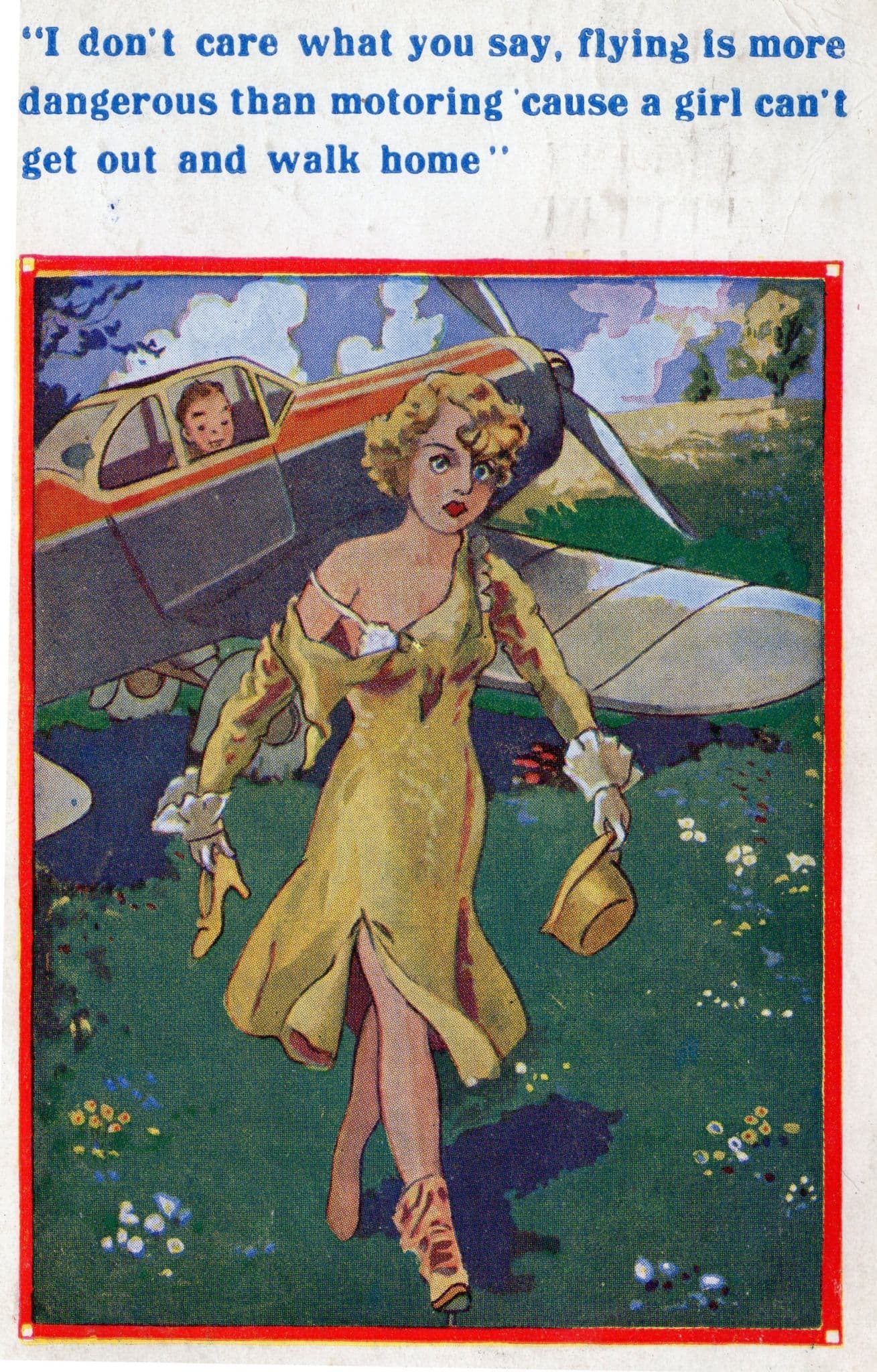 Flying Glider Plane Crash Disaster Comic Humour Postcard | Topics ...