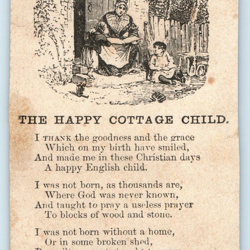 c1880s Happy Cottage Child Victorian Poem Trade Card Country Farm ...