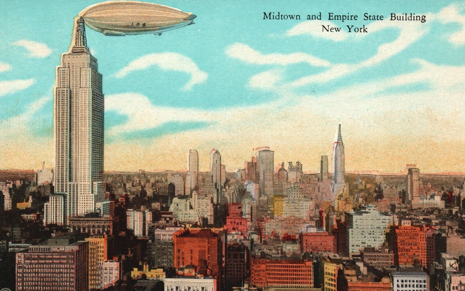 Vintage Postcard Midtown and Empire State Building New York NY ...