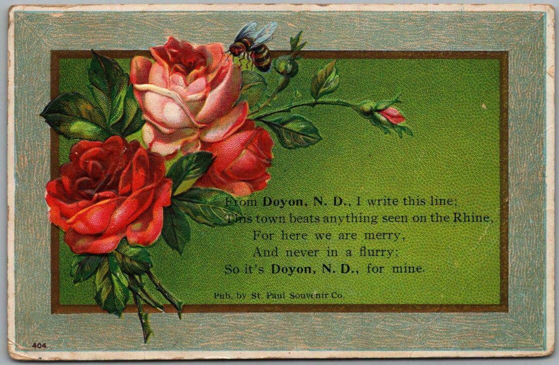 Vintage 1900s DOYON, North Dakota Embossed Greetings Postcard Poem ...