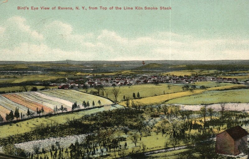 Vintage Postcard 1907 Bird's Eye View Ravena NY Top of Lime Kiln Smoke ...
