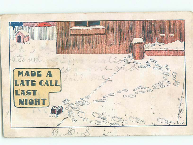 Pre-Linen Comic FOOTPRINTS IN THE SNOW AB9519 | Topics - Cartoons ...