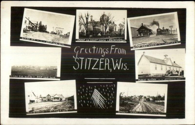 Stitzer WI Multi-View w/ RR Train Station Depot c1910 Real Photo ...