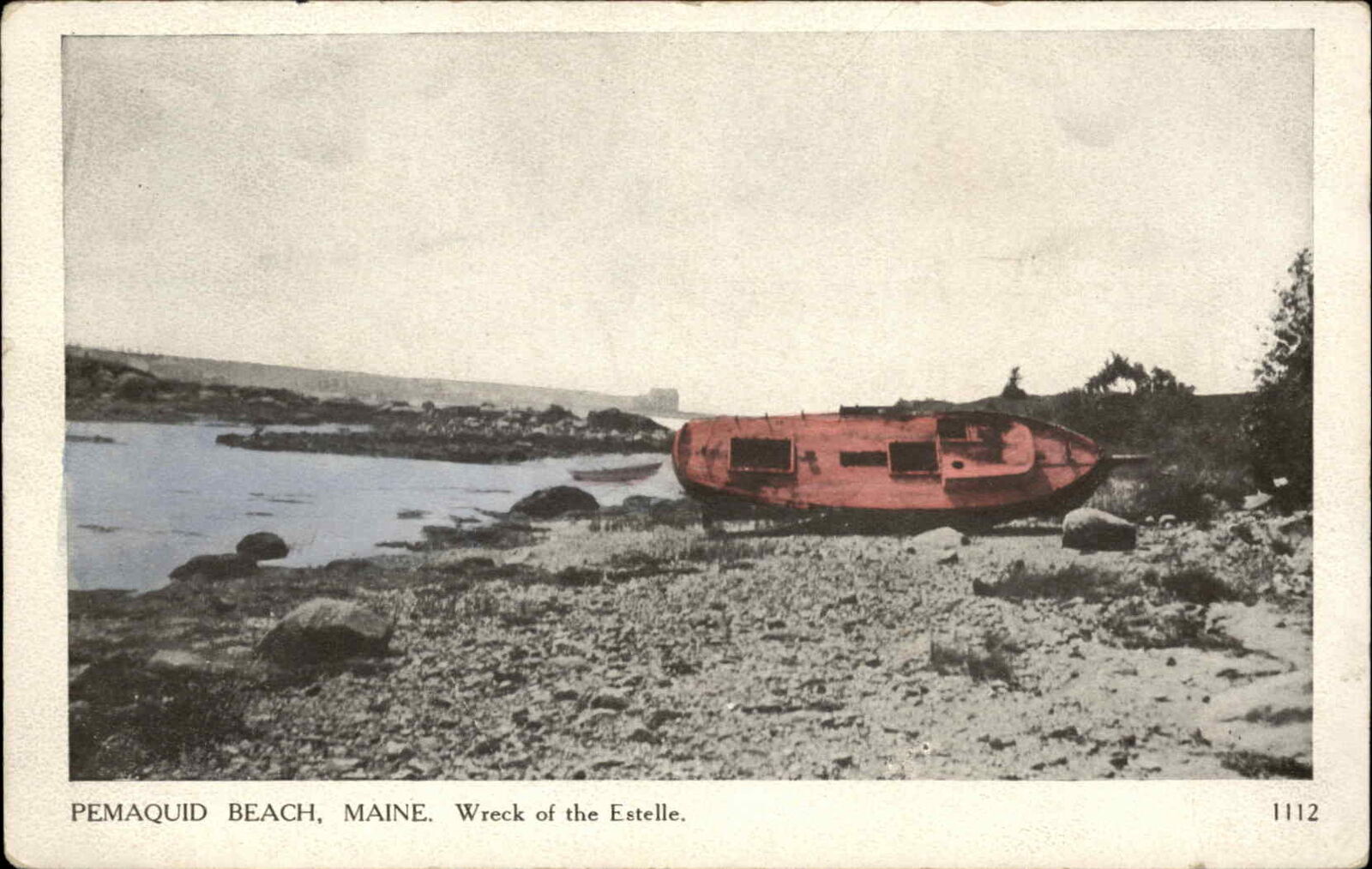 Pemaquid Beach ME Shipwreck Wreck of Ship Estelle c1910 Postcard ...