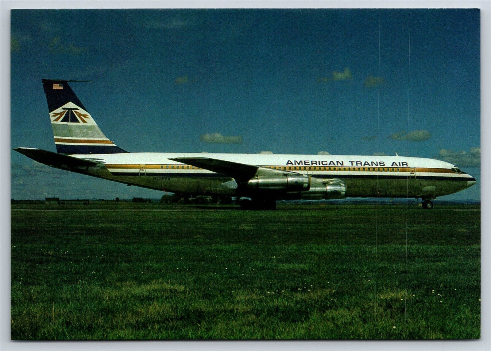Airplane Postcard American Trans Air Airways Airlines Boeing 707-323C ...