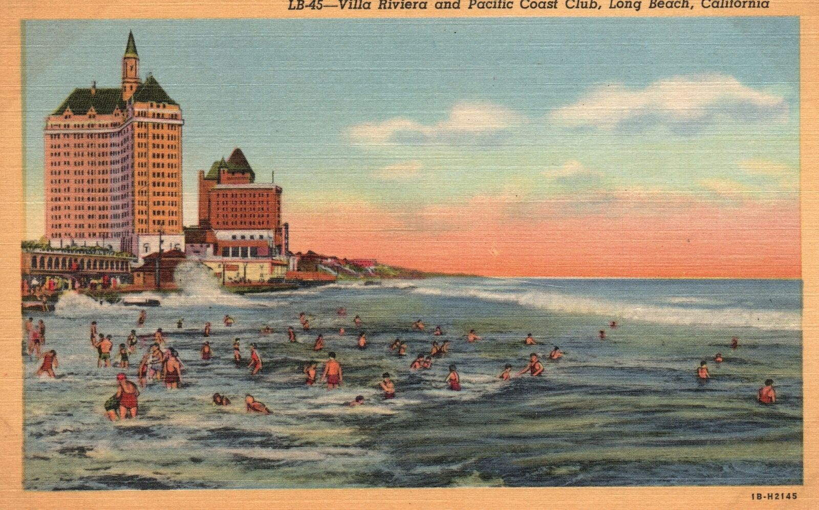 Vintage Postcard Villa Riviera & Pacific Coast Club Along Beaches ...