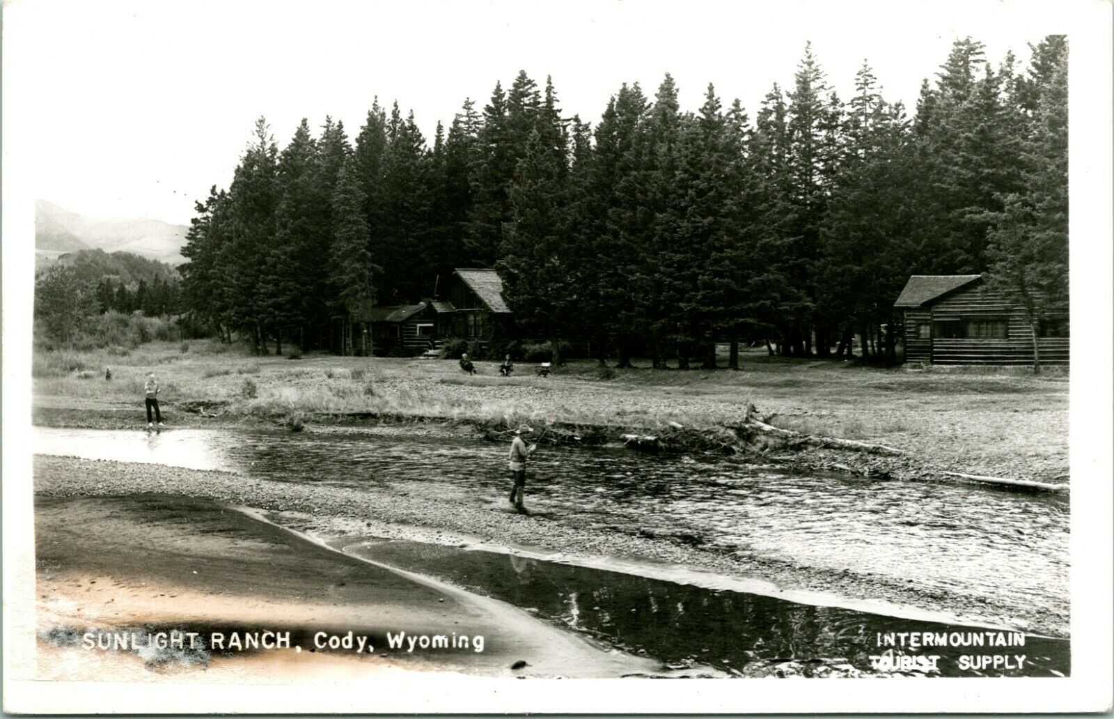 Vtg Carte Postale Cppr 1940s Sunlight Ranch - Cody,Wyoming Pêche Scène ...