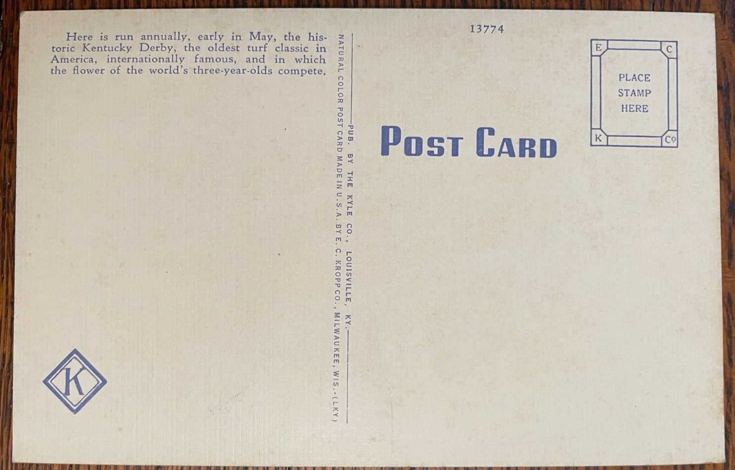 Vintage Postcard 1930-1945 Kentucky Derby Race, Churchill Downs ...