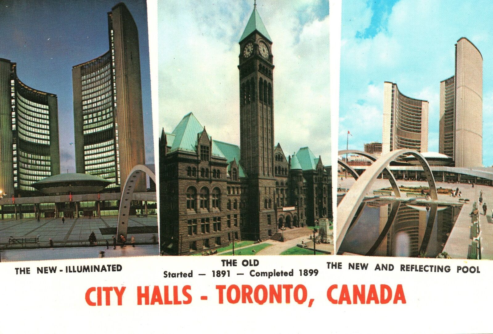 Continental Size Postcard the Three Views of Toronto's City Halls ...