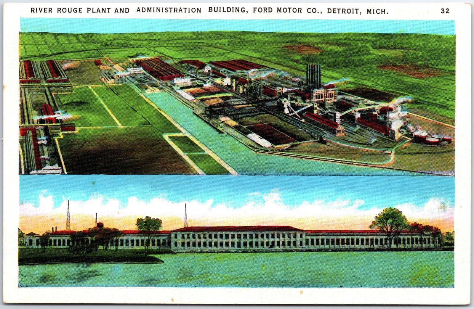 Vintage Postcard Ford Motor CO.'S River Rouge Plant & Admin Bldg at ...