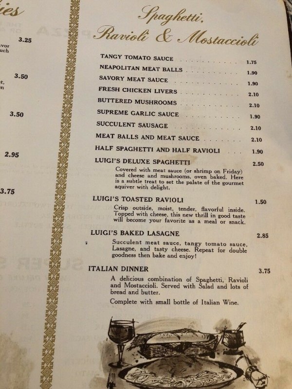 Vintage 60s LUIGI'S PIZZA Restaurant Menu St. Louis Missouri MO Rare ...