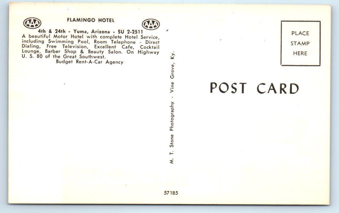 2 Postcards YUMA, Arizona AZ ~ Night/Day FLAMINGO HOTEL Roadside ca ...