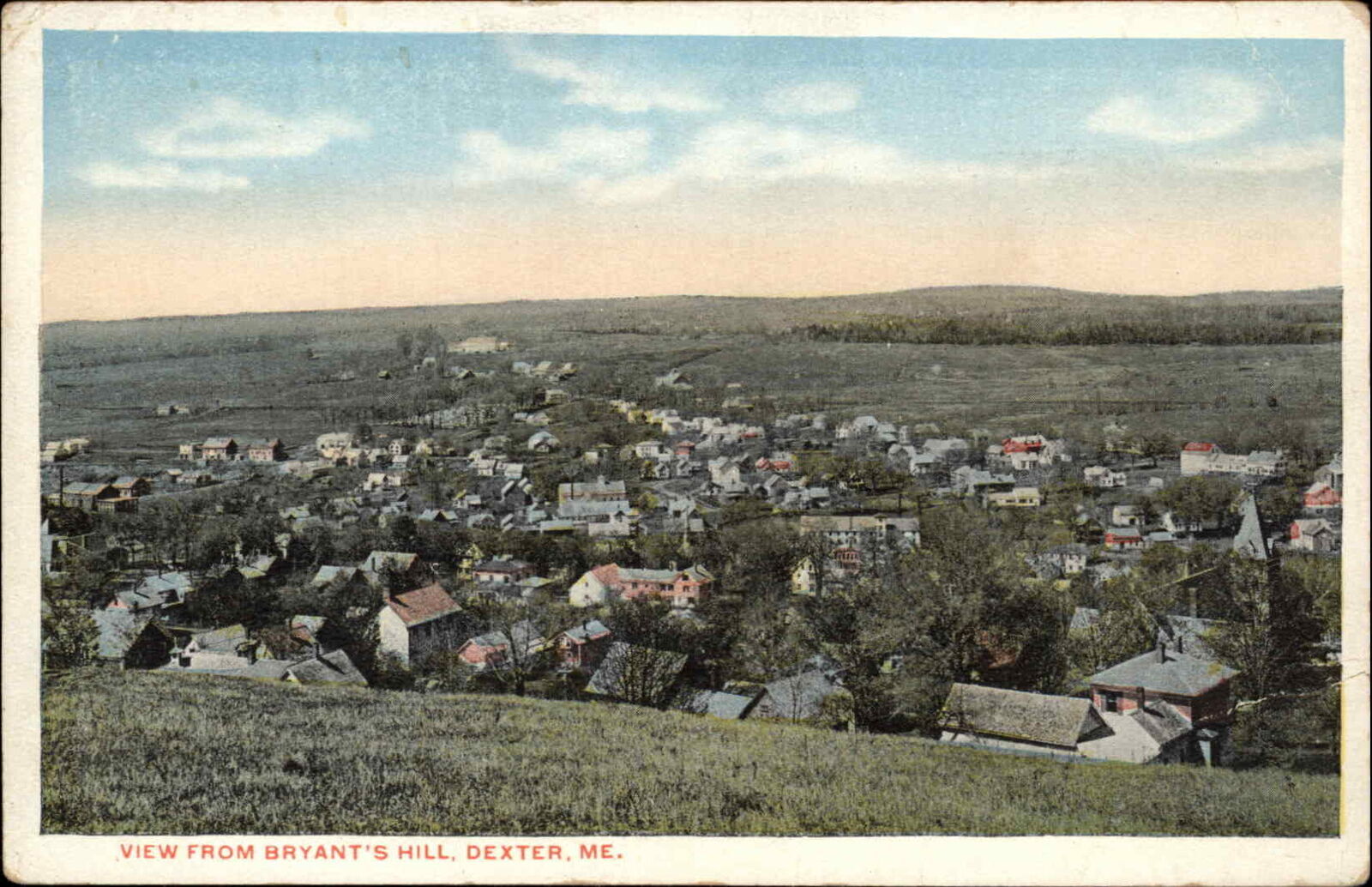 Dexter Maine ME Birdseye View Bryant's Hill c1920s-30s Postcard ...