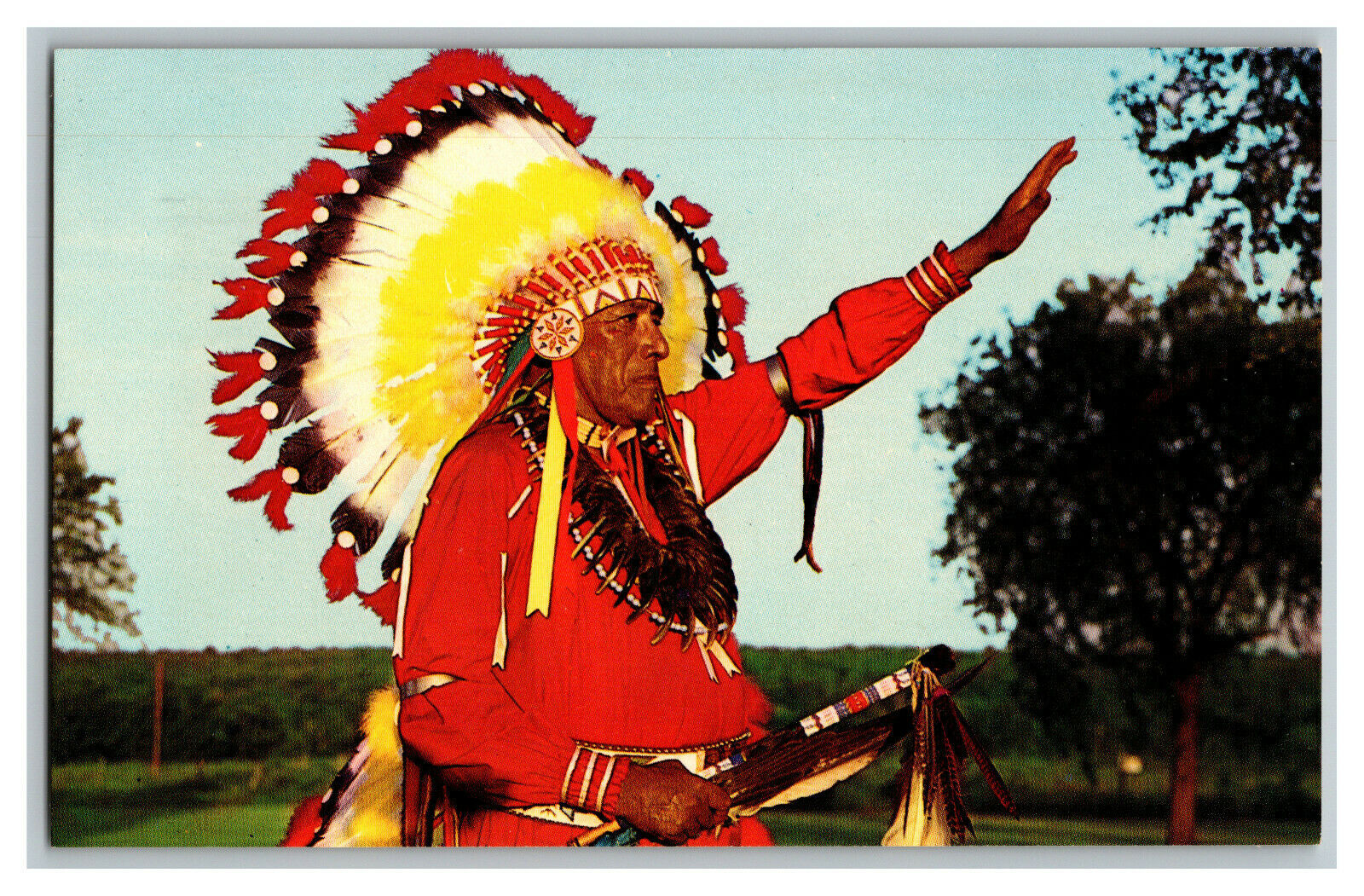 Native American Postcard Howdy From Oklahoma Indian Chief Standard View ...