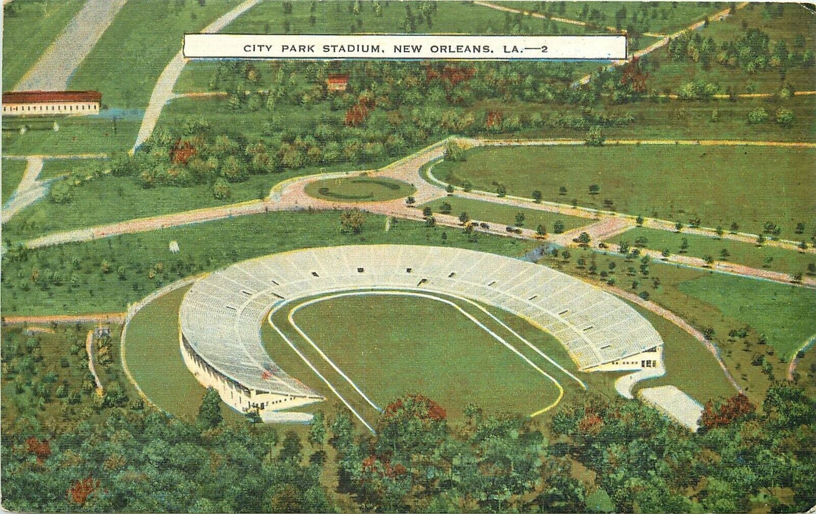 Postcard 1950s Louisiana New Orleans City Park Stadium Birdseye Kropp ...