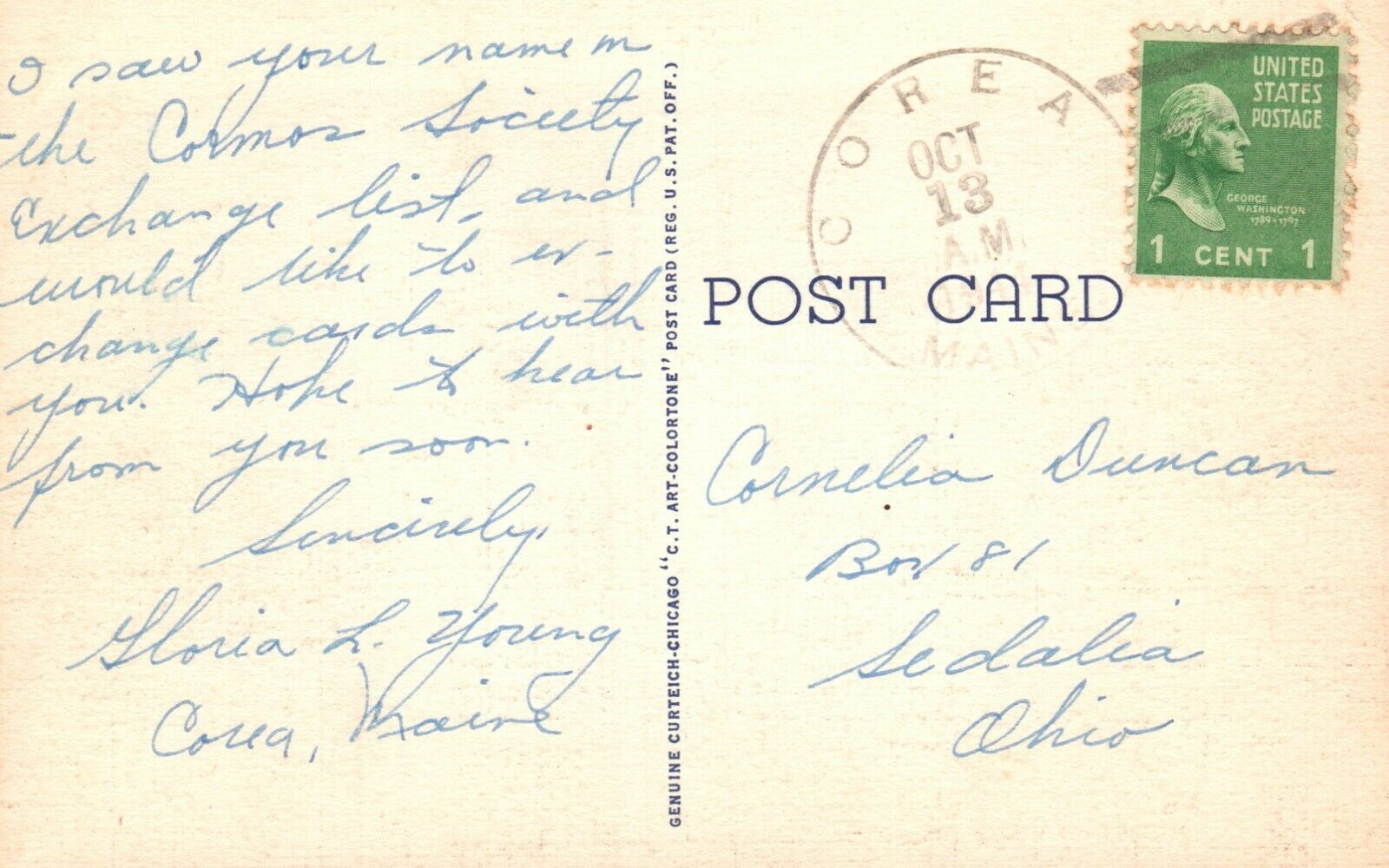 Vintage Postcard 1944 Balance Rock & Frenchman's Bay Bar Harbor Mt ...