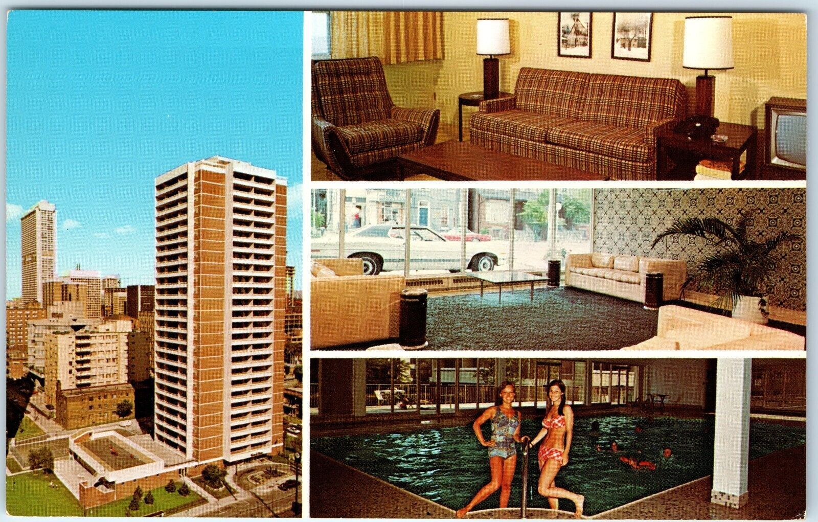 c1970s Ontario, Canada Town Inn Hotel Interior Pool Woman Girl Bathing ...
