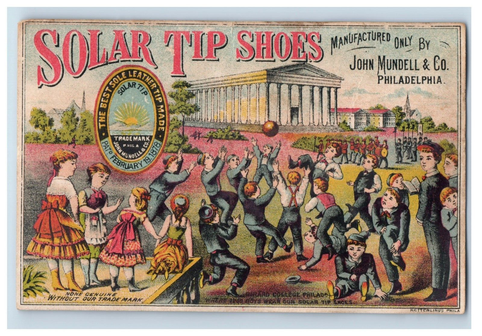 1870s-80s Solar Tip Shoes John Mundell & Co. Children Playing F122 ...