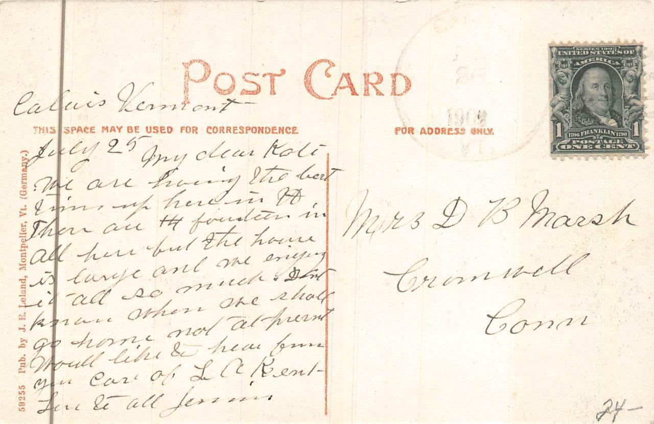 Main Street North Montpelier Vermont Hand Colored Postcard 1909 ...