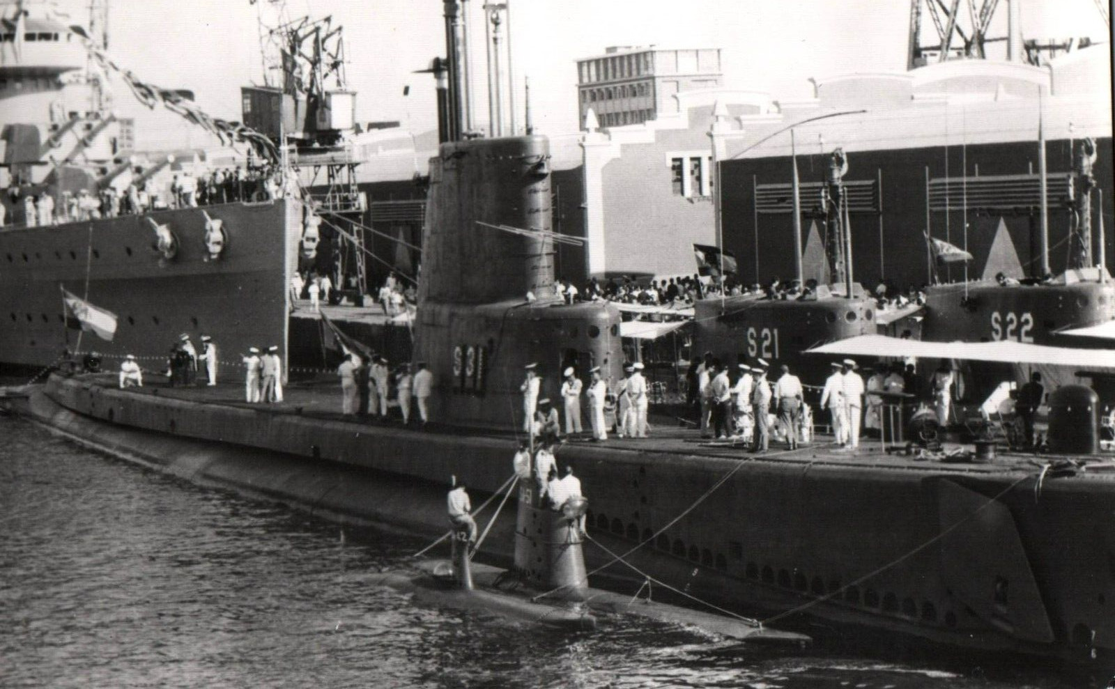 RPPC Photo Spanish Navy Officers on board Submarines in Harbor - War ...