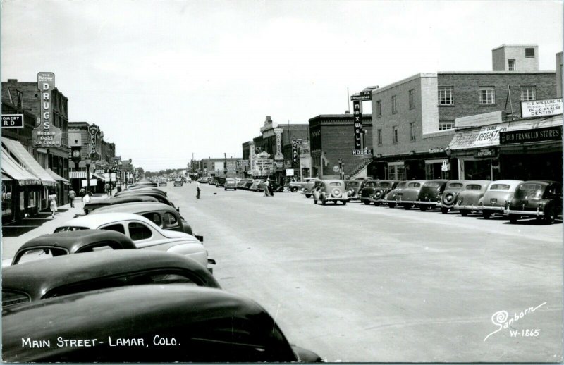 Vtg Postcard 1940s RPPC Main Street View - Lamar, CO Colorado - Unused ...