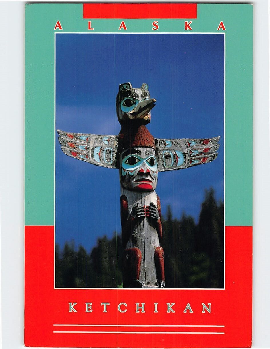 Postcard The Thunderbird, Tlingit American Indian totem, Ketchikan ...