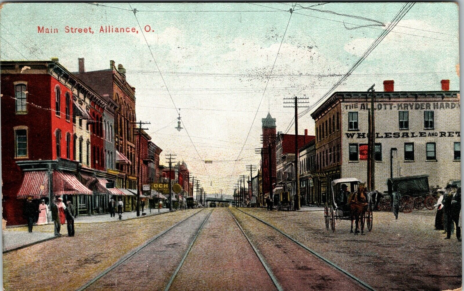 C. 1907 Alliance Ohio Main Street Horse and Buggies OH Vintage Postcard ...