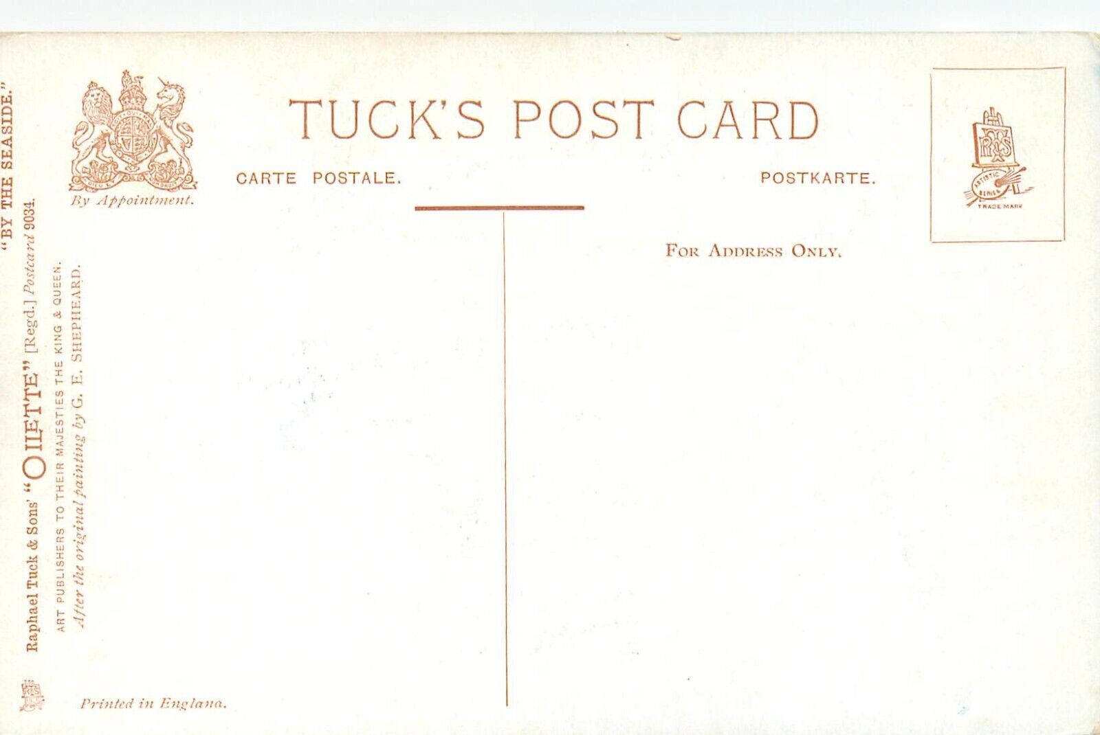 Tuck Postcard 9034 By The Seaside A Sea Nymph S/A Shepheard Oillette ...