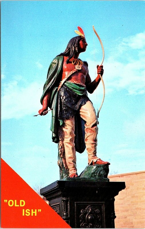 Postcard~"Old Ish"~Statue~Ishpeming, Michigan~Indian Chief~Vintage~A46 ...