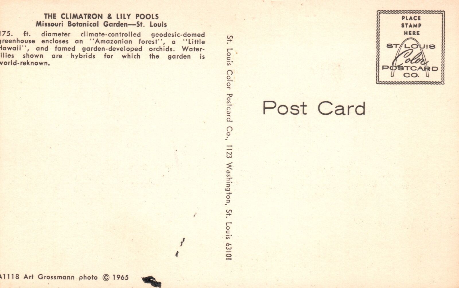 Vintage Postcard The Climatron & Lily Pools Botanical Garden St. Louis ...