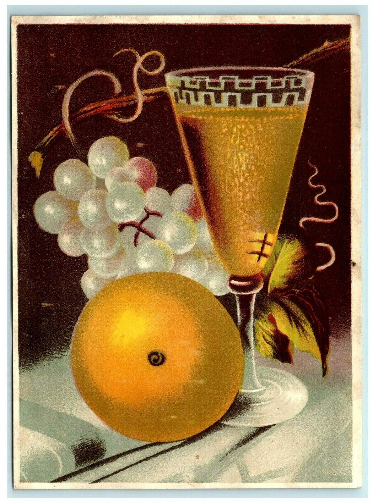 1880's-90's Nathaniel W. Appleton Stationer Grapes Fruit Wine Glass ...