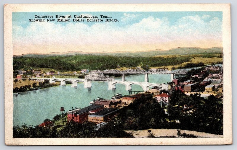Tennessee River Chattanooga Showing New Million Dollar Concrete Bridge ...