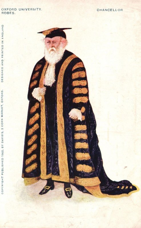 Vintage Postcard Oxford University Robes Chancellor Full Dress Attire ...