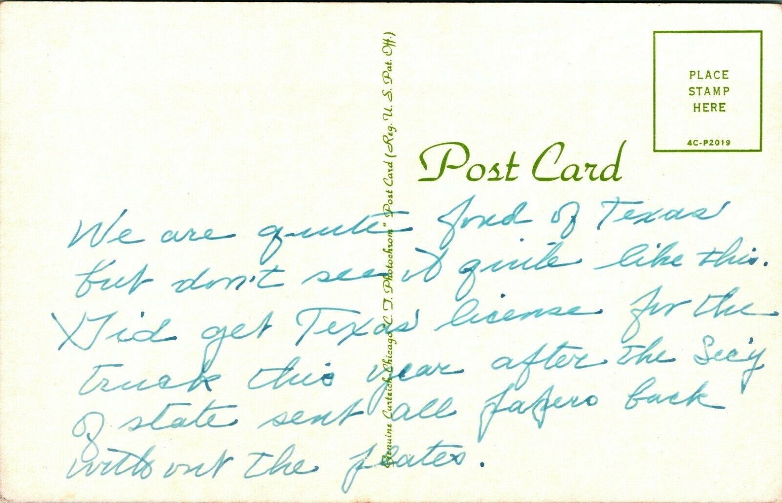 A Texan's Map Of The United States UNP Chrome Postcard | United States ...