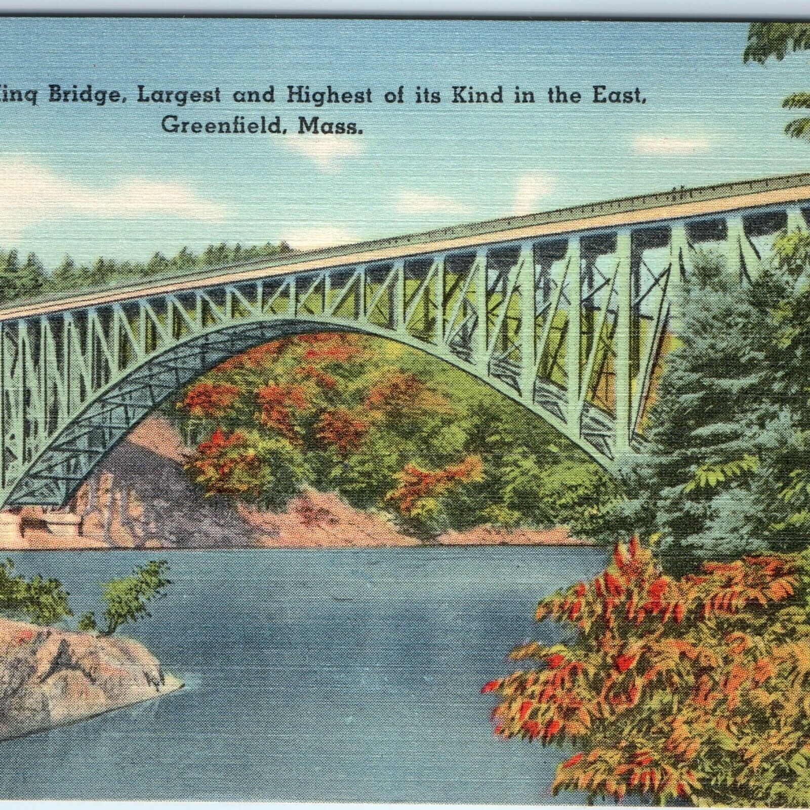 c1940s Greenfield, MA French King Bridge Cantilever Arch Connecticut ...