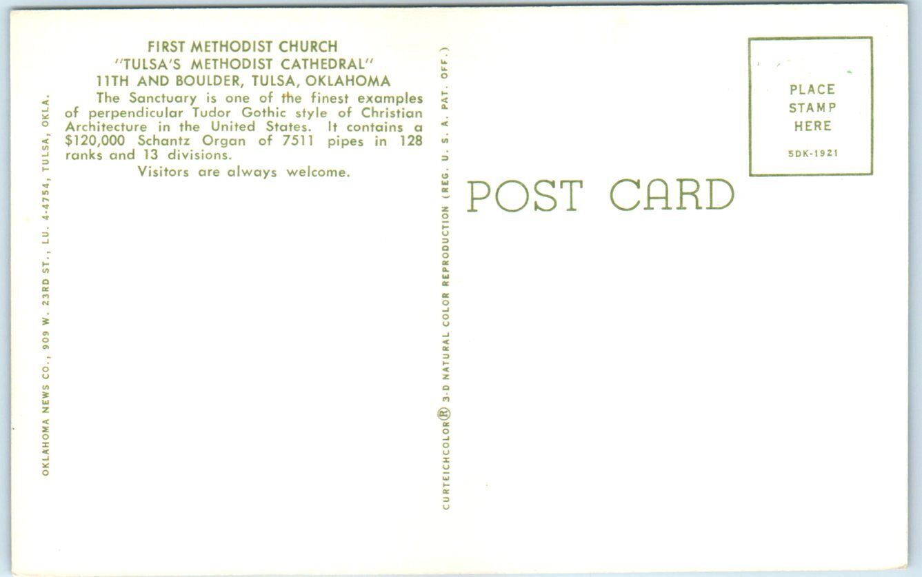Postcard - First Methodist Church, Tulsa's Methodist Cathedral - Tulsa ...