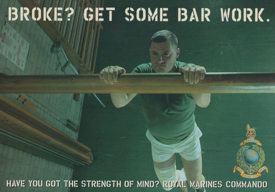 Royal Marines Commando Strongman Arm Bars Recruitment Postcard | Topics ...