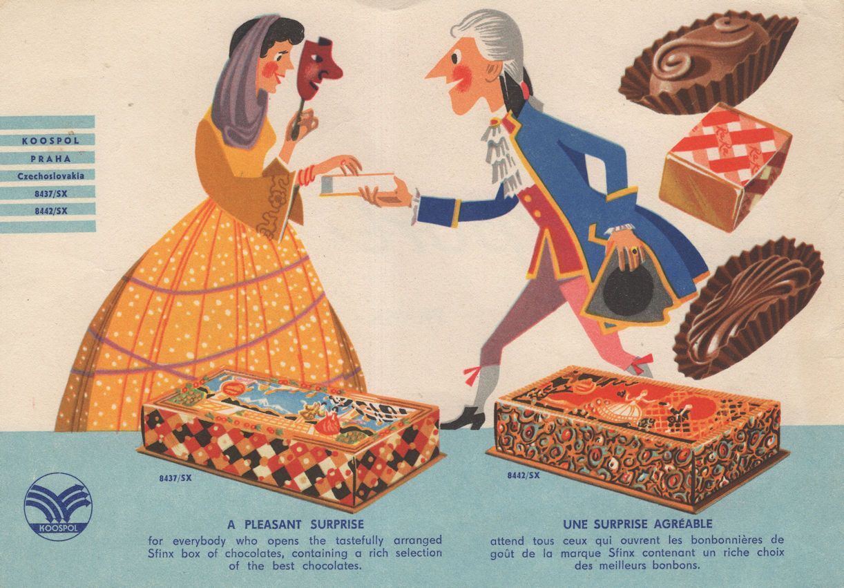 Koospol Box Chocolates Soviet Masquerade Ball Advertising Card ...