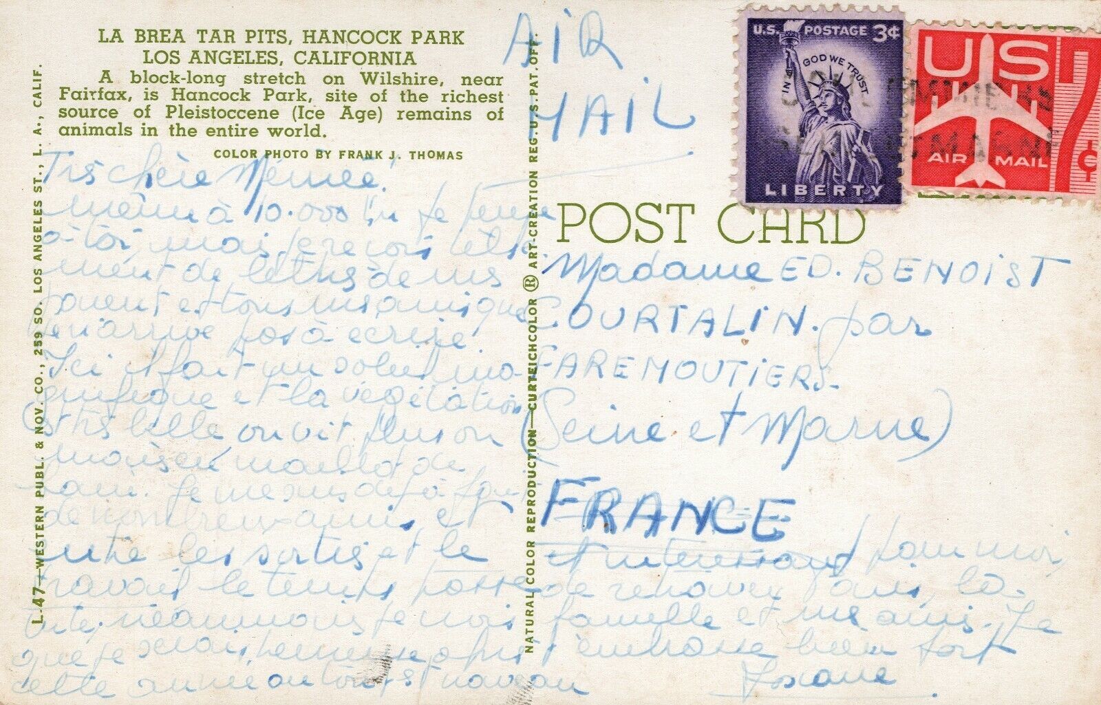 USA California Los Angeles La Brea Tar Pits Hancock Park Vintage ...