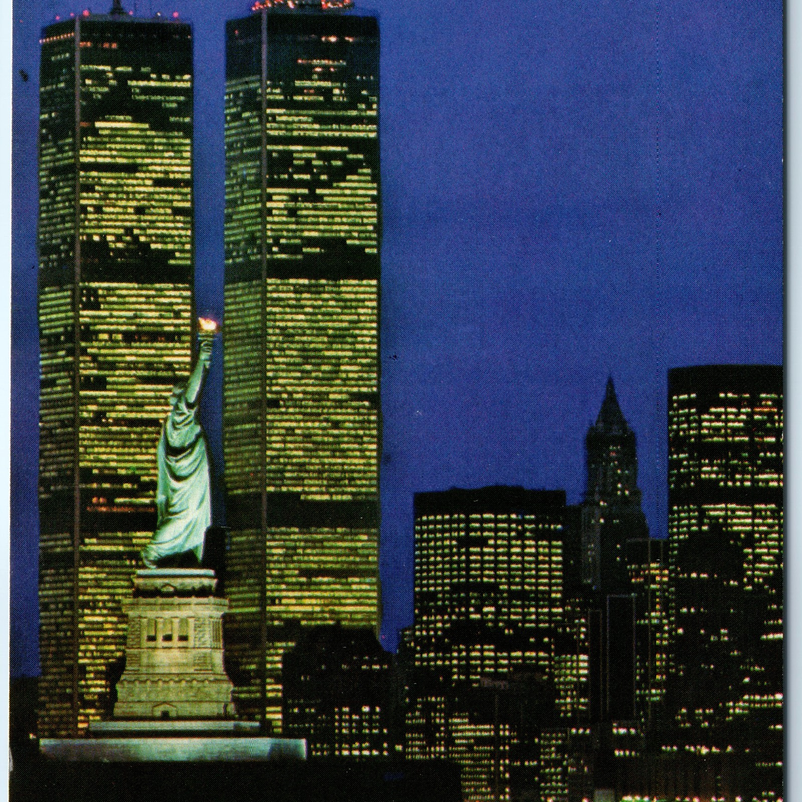c1970s New York City NY Rare Night World Trade Center Statue of Liberty ...