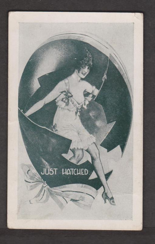1920s Woman In Skimpy Dress Hatching From An Egg - Corner Wear & Crease ...