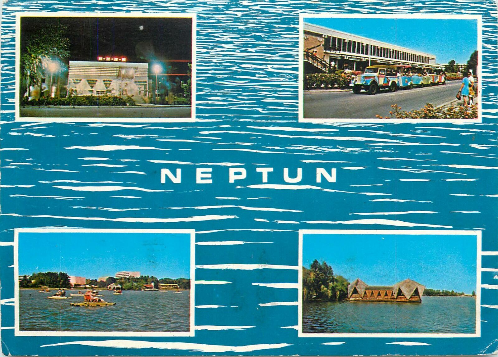 Postcard Romania Neptun multi view statiune hidrobicicleta masina ...