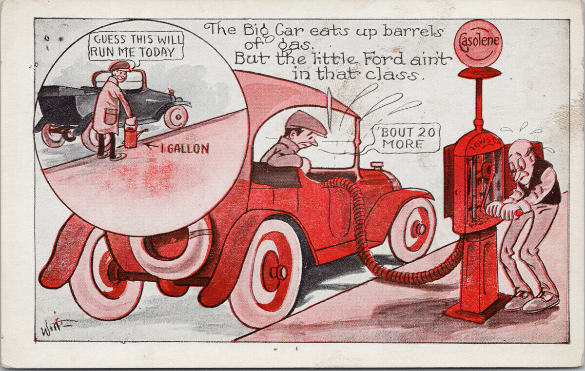 Witt Artist Ford Booster Comic Gas Pump Gasoline Ford Automobile ...