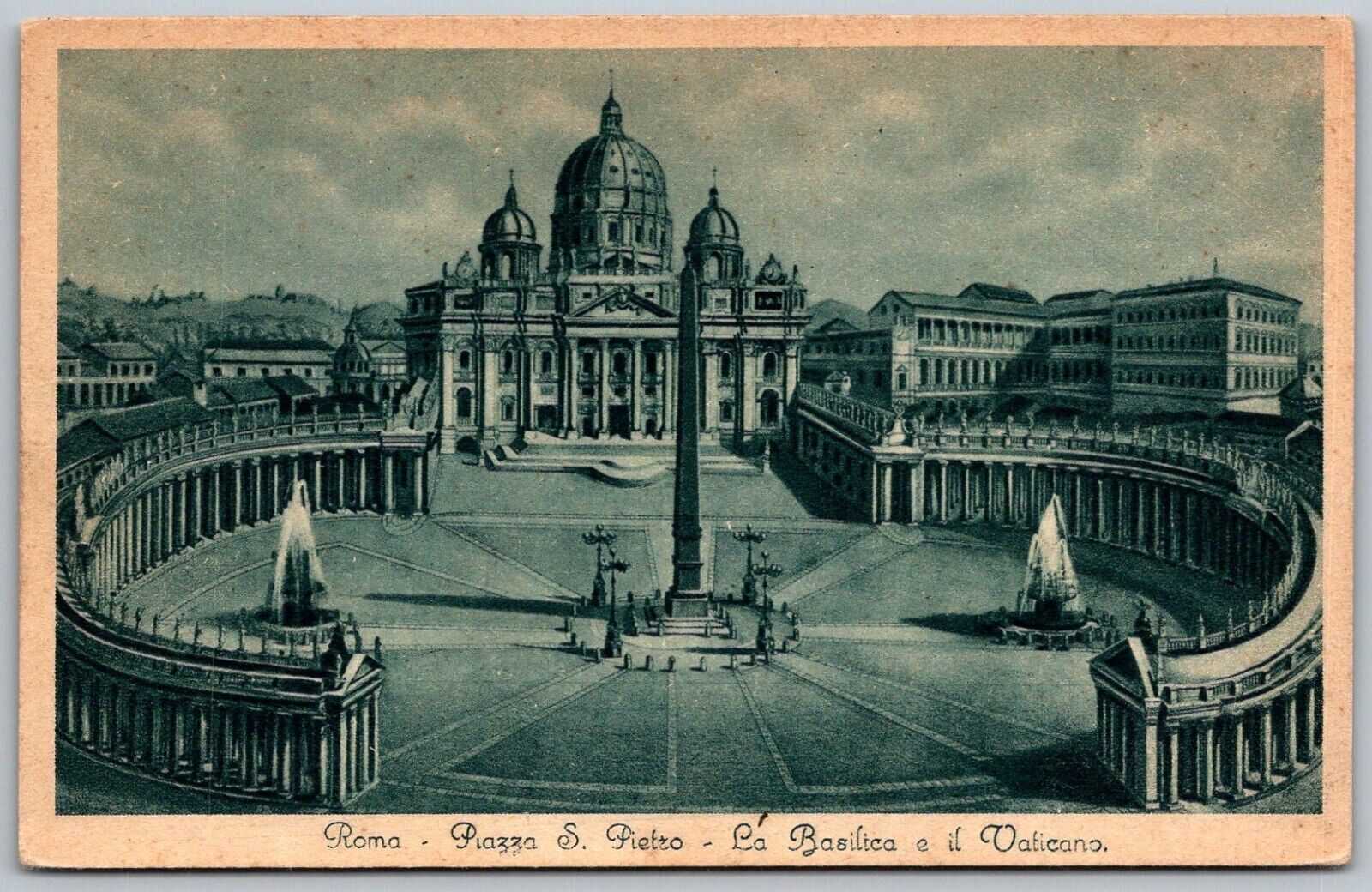 Rome Italy 1920s Postcard Roma Piazza St Peter Vatican Basilica ...