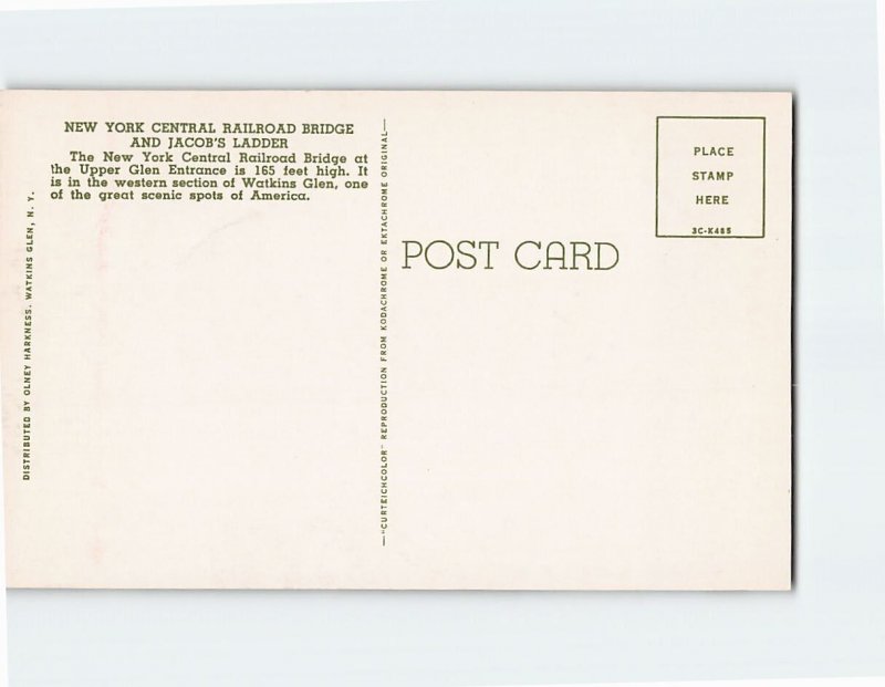 Postcard New York Central Railroad Bridge And Jacob's Ladder, Watkins ...