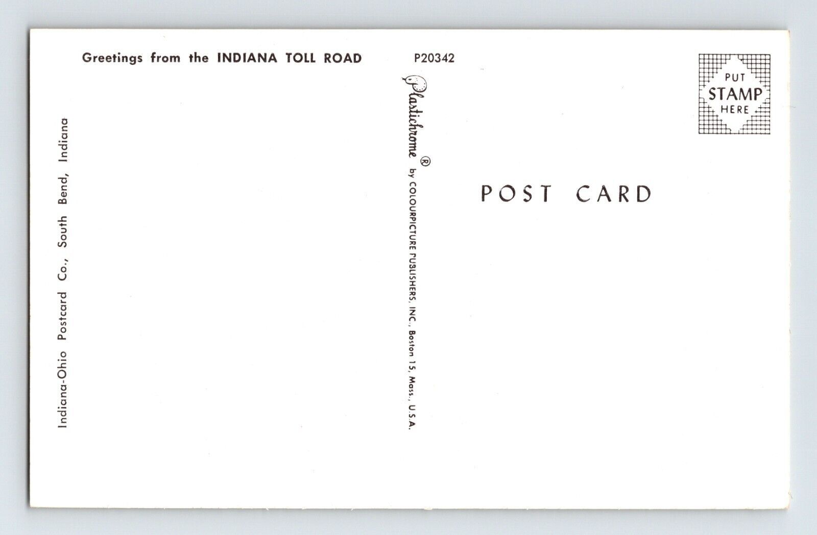 Postcard Indiana IN Toll Road Map Highway 1960s Unposted Chrome ...