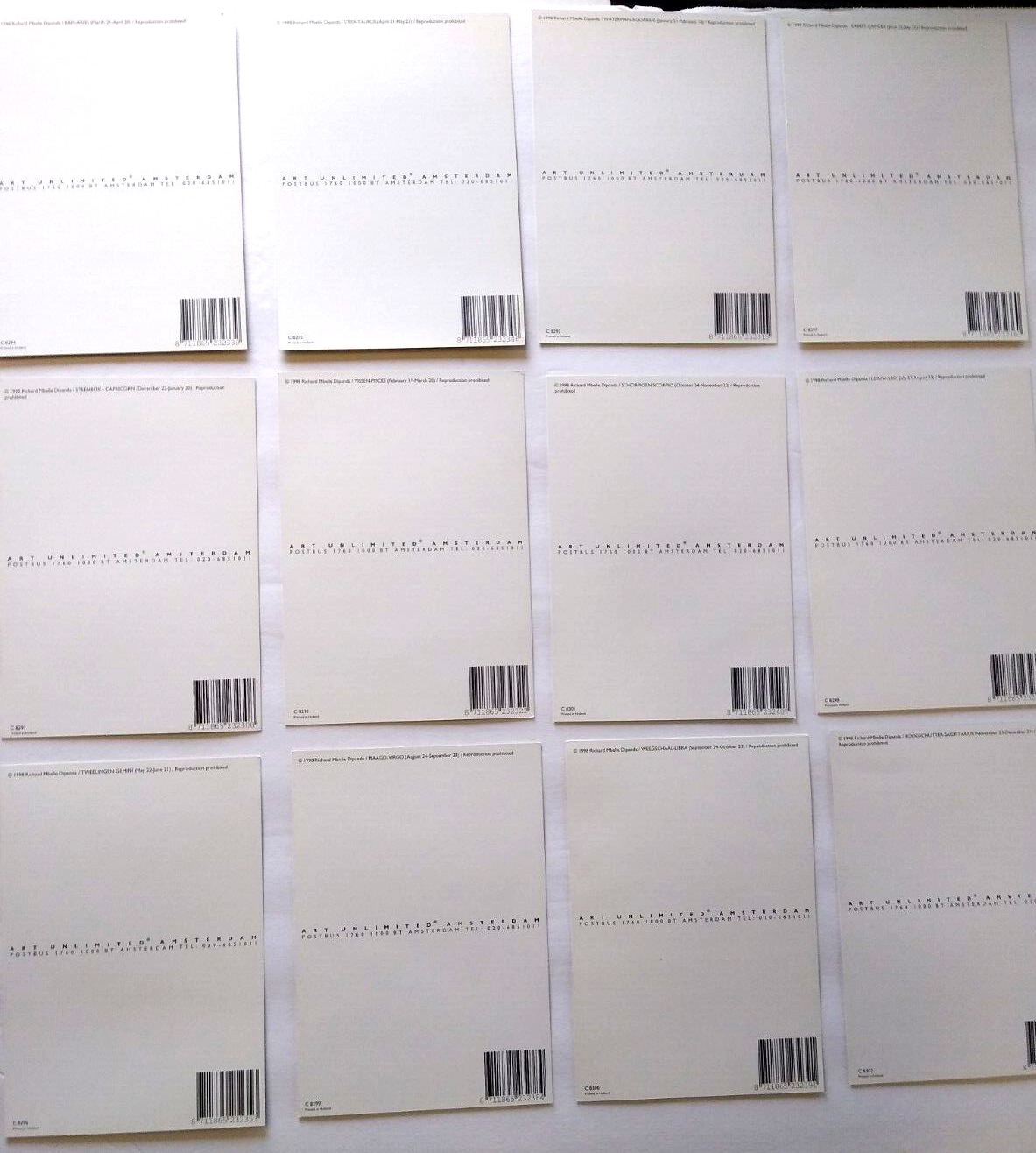 Astrology Horoscope Fantasy Postcards Richard Mbelle Dipanda Set Of 12 ...